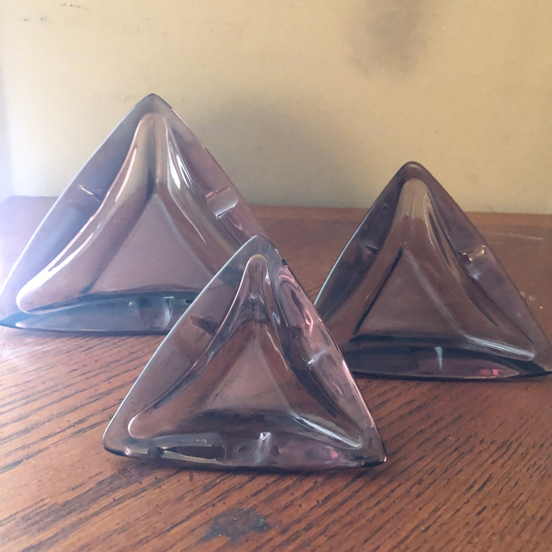 Vintage Hazel Atlas Amethyst Ashtray Set. - Etsy