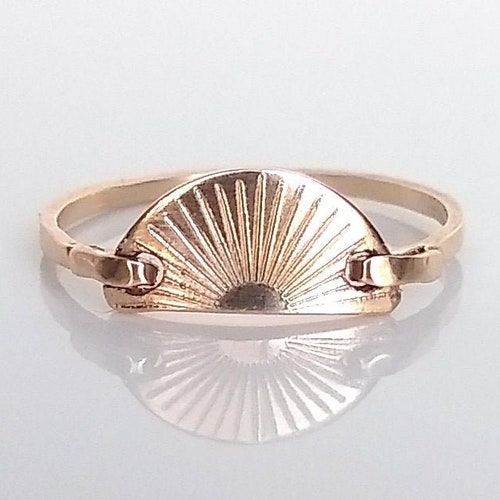 Sun Ring Sunrise Gold Ring Half Disc Ring Sun Rays Ring - Etsy