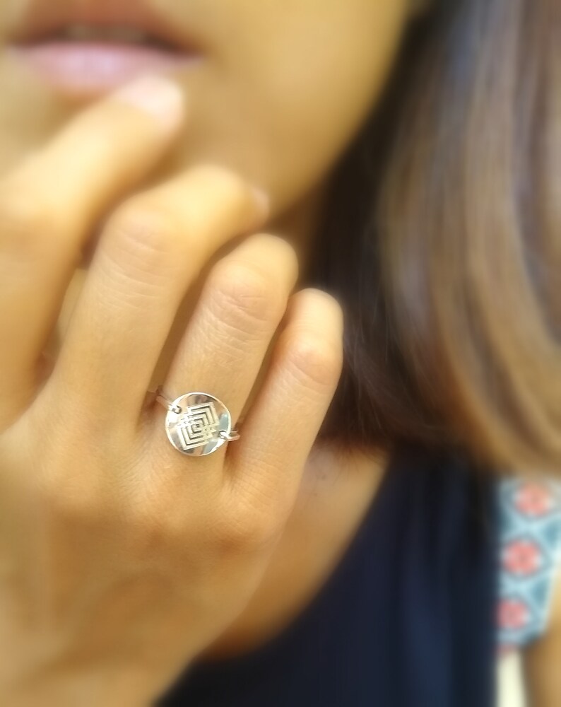 Personalized Ring Hidden Message Ring Geometric Diamond | Etsy