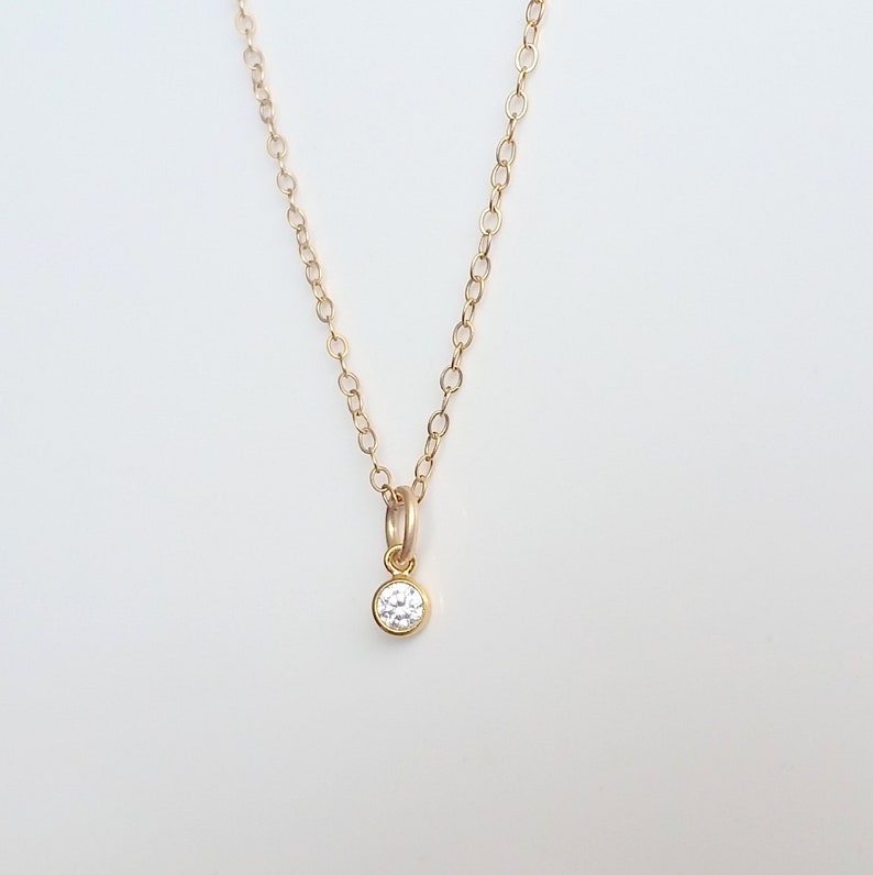 Delicate Diamond CZ Necklace Tiny Diamond Necklace | Etsy