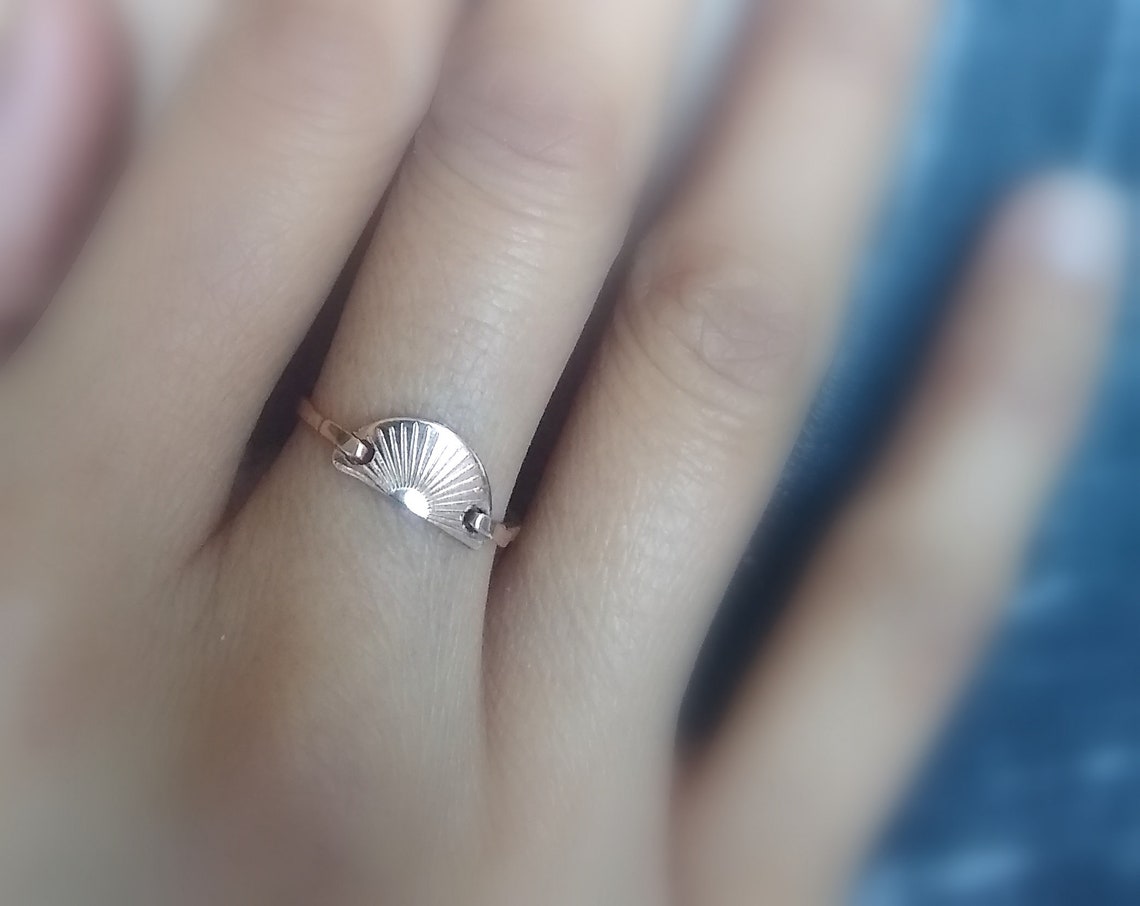 Sun Ring Sunrise Gold Ring Half Disc Ring Sun Rays Ring - Etsy