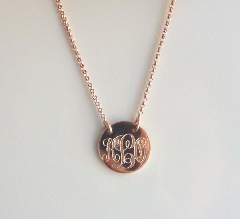 Rose Gold Monogram Necklace Initial Necklace Personalized - Etsy