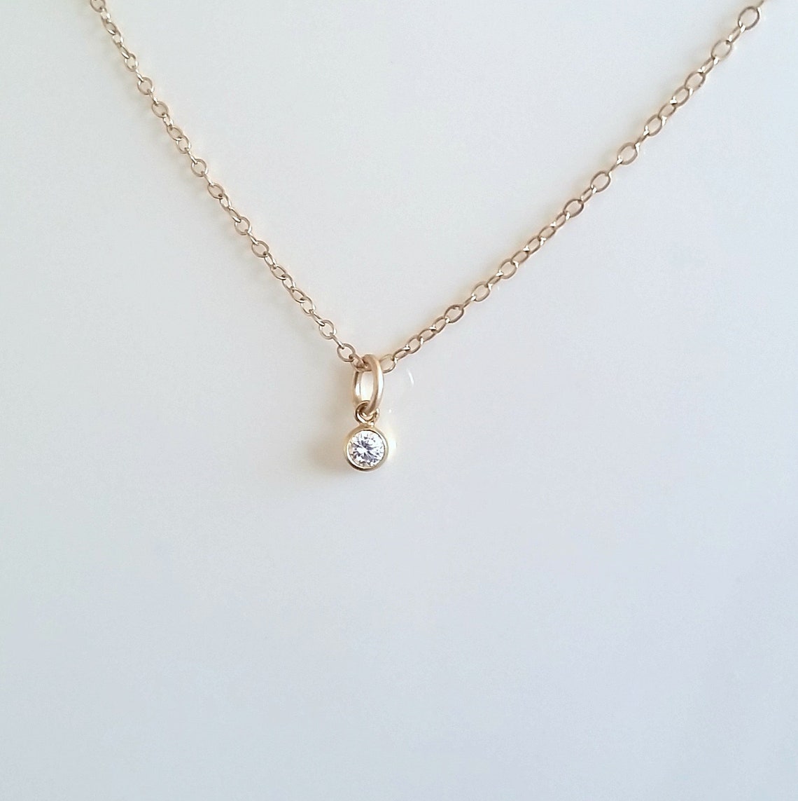 Delicate Diamond CZ Necklace Tiny Diamond Necklace | Etsy