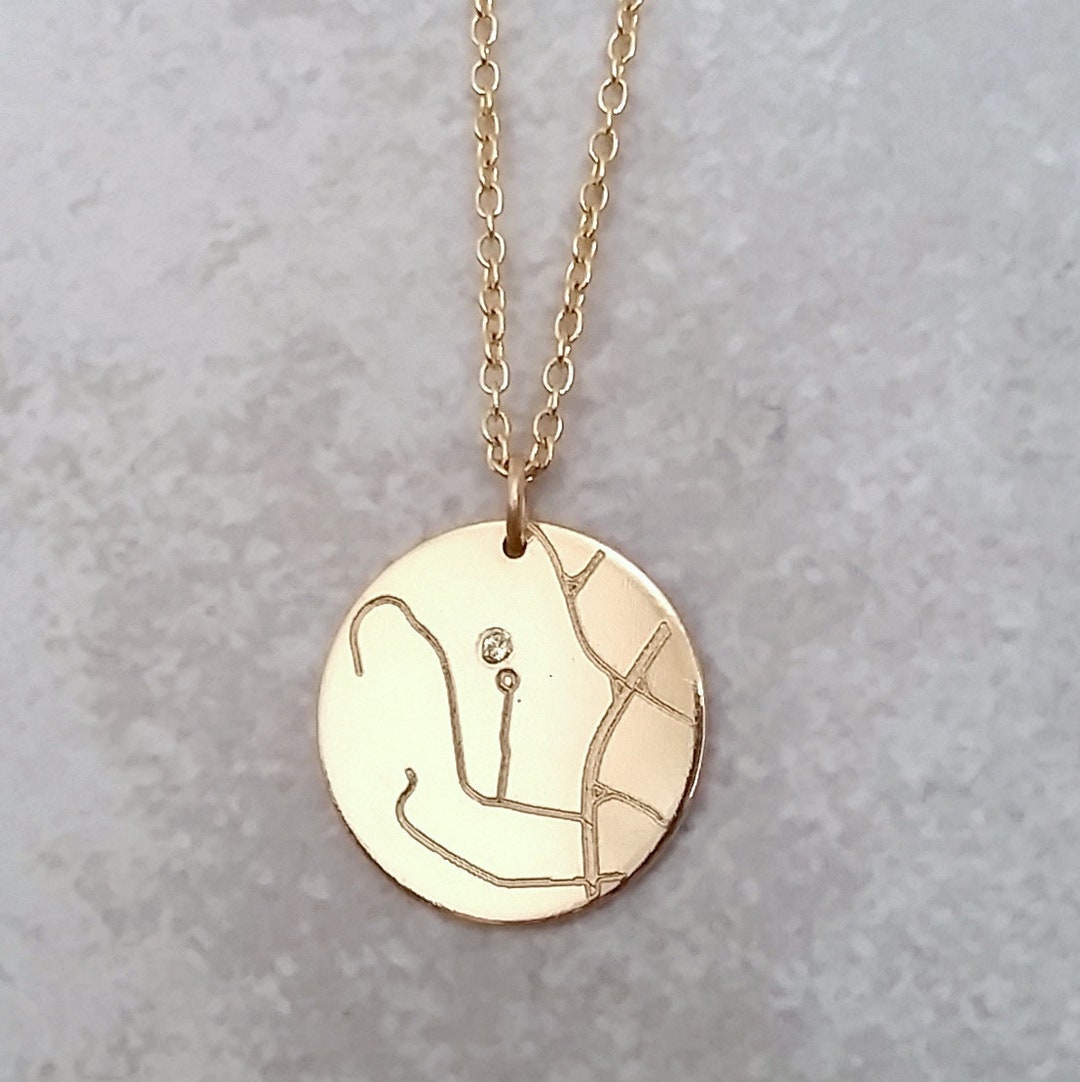 Custom Map Necklace: Personalized GPS Location Jewelry, Hidden Message ...