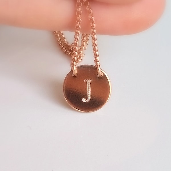 Rose Gold Initial Necklace - Etsy