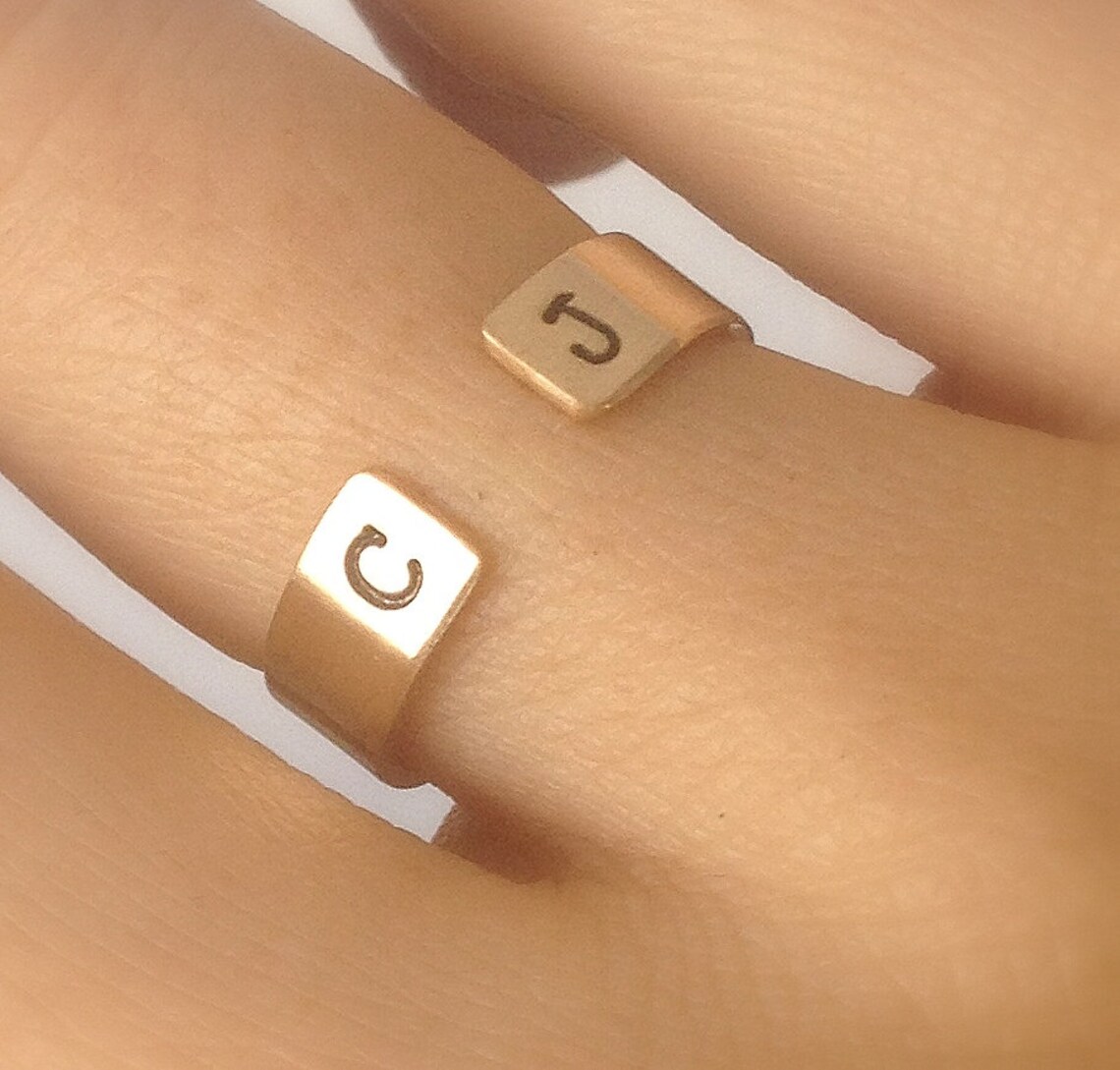 Initial Ring Personalized Gold Ring Couples Ring - Etsy