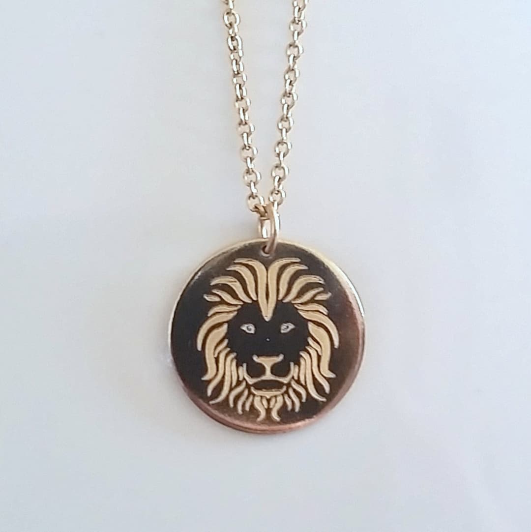 Engraved Lion Head Necklace: 14k Gold Fill, Courage Jewelry - Etsy