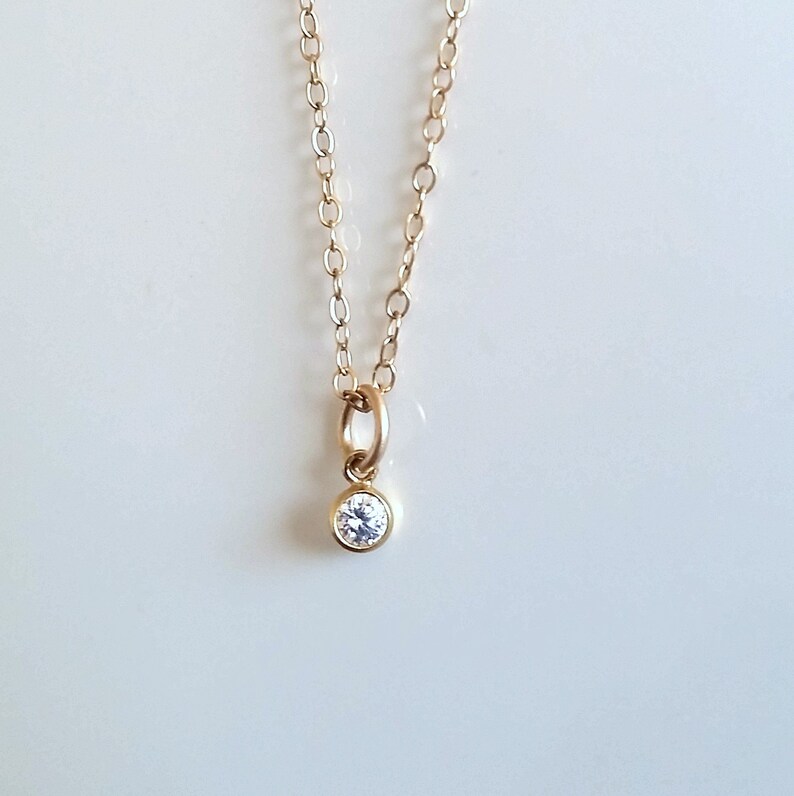 Delicate Diamond CZ Necklace Tiny Diamond Necklace | Etsy