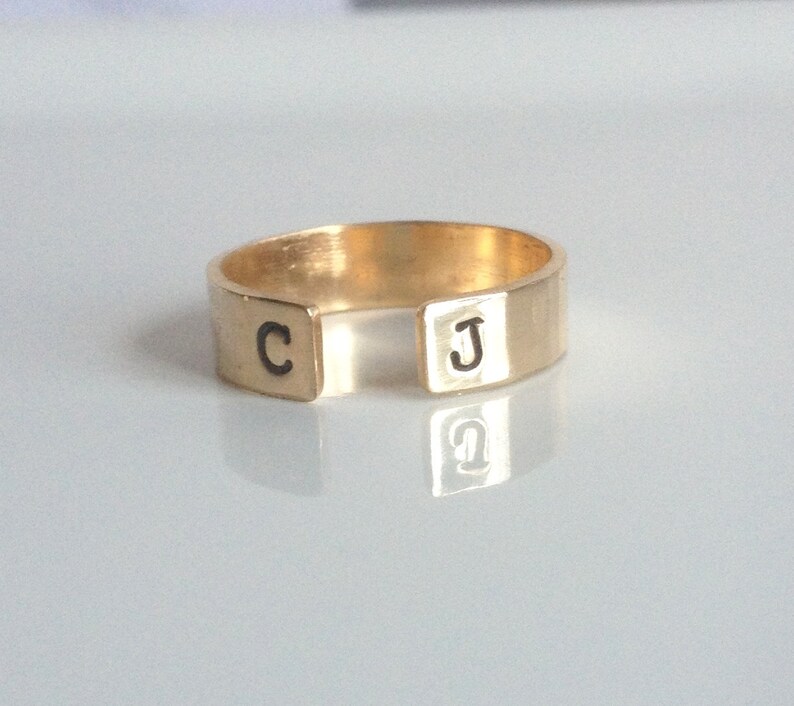 Initial Ring Personalized Gold Ring Couples Ring - Etsy