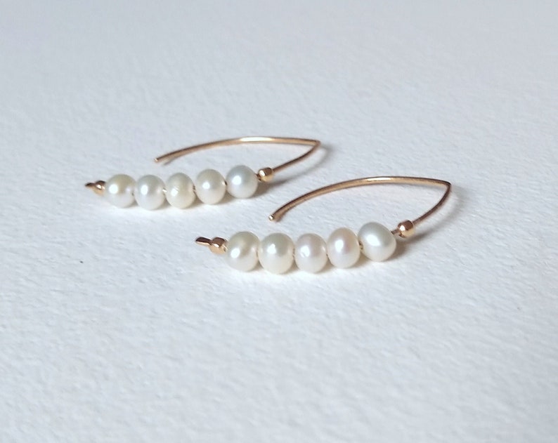 Pearl Hoop Earrings Ear Threader Pearl Hook Earrings - Etsy