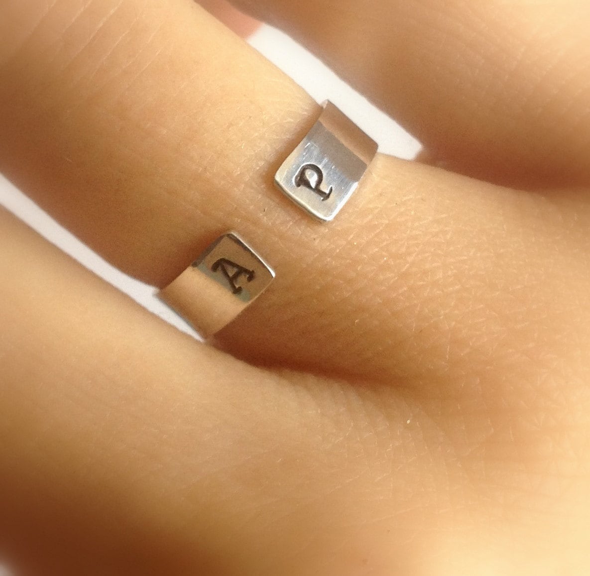 Initial Ring Personalized Sterling Silver Ring Couples - Etsy