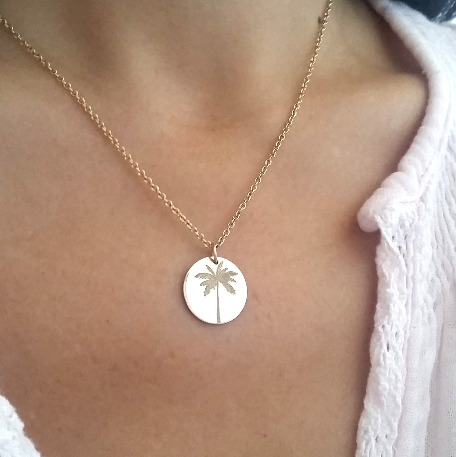 Palm Tree Necklace Gold Palm Tree Pendant Sterling Silver - Etsy