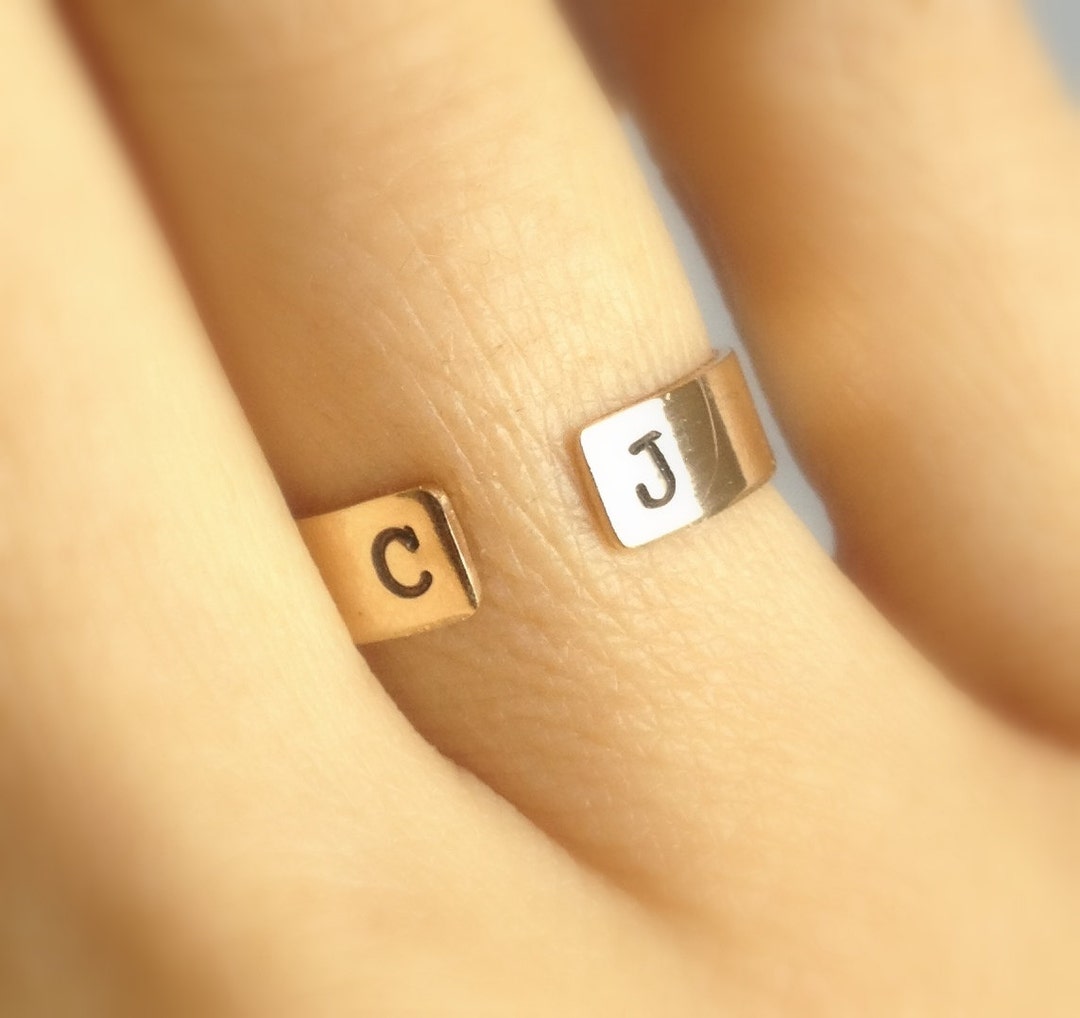 Initial Ring Personalized Gold Ring Couples Ring Relationship Ring ...