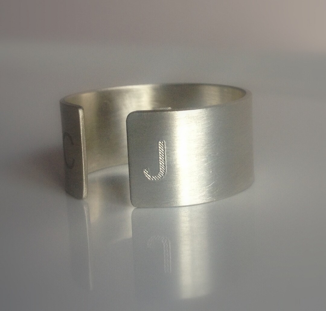 Men's Initial Ring personalized Sterling Silver Ring Couples Ring ...