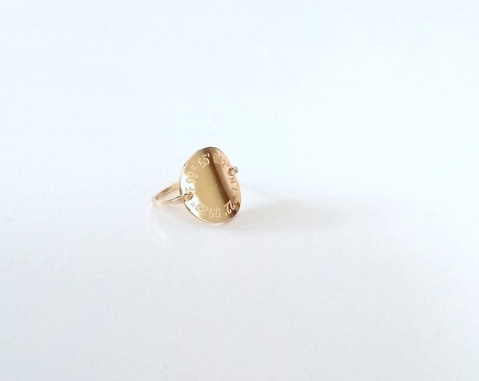 Gold Coordinate Ring Round GPS Ring Latitude Longitude | Etsy