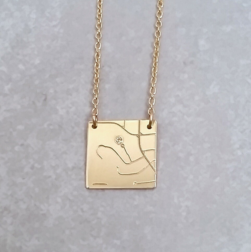 Map Necklace Custom Map Necklace GPS Necklace Map | Etsy