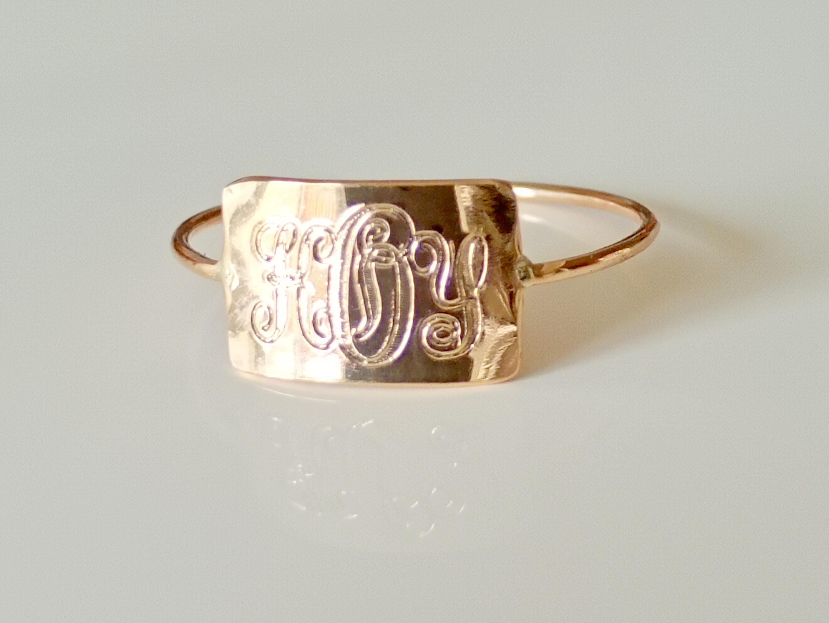 Custom Monogram Signet Ring, Engraved Initials, Gold Fill or Silver - Etsy