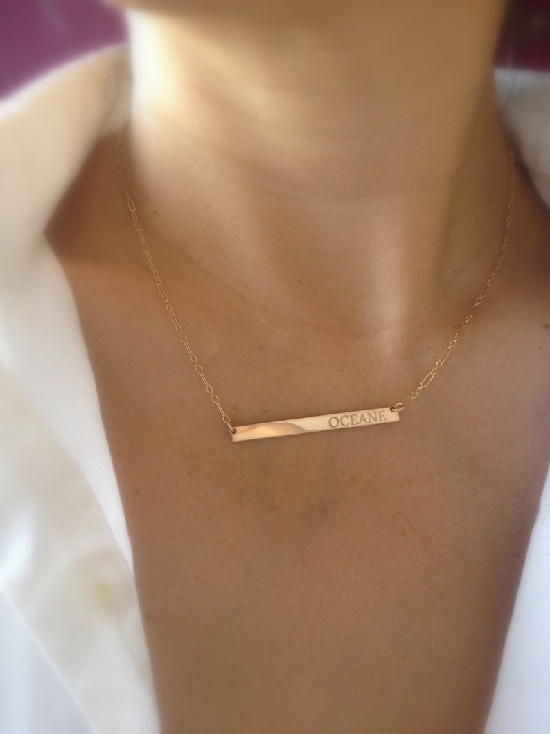 Gold Nameplate Necklace Personalized Gold Bar Necklace - Etsy