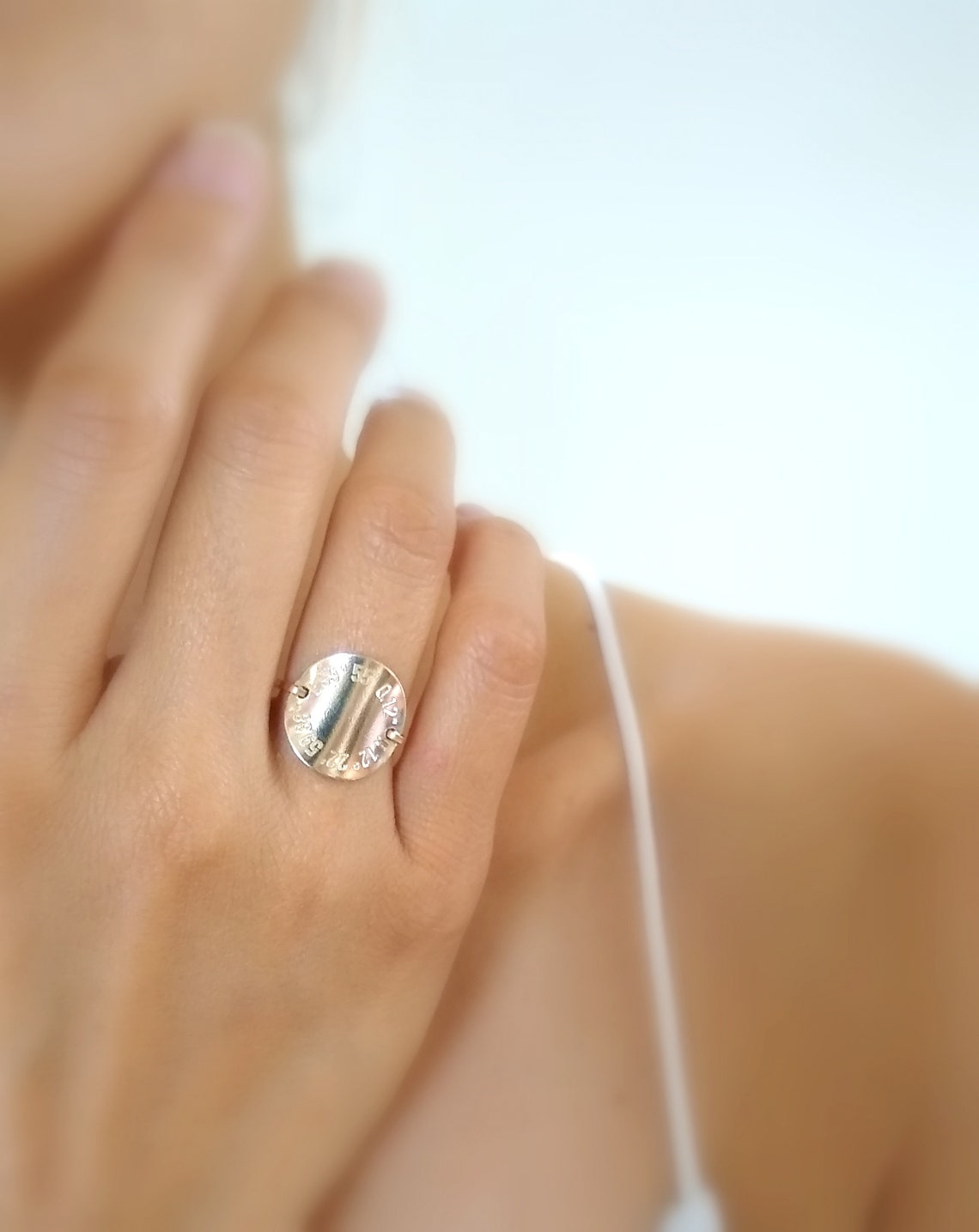 Gold Coordinate Ring Round GPS Ring Latitude Longitude | Etsy