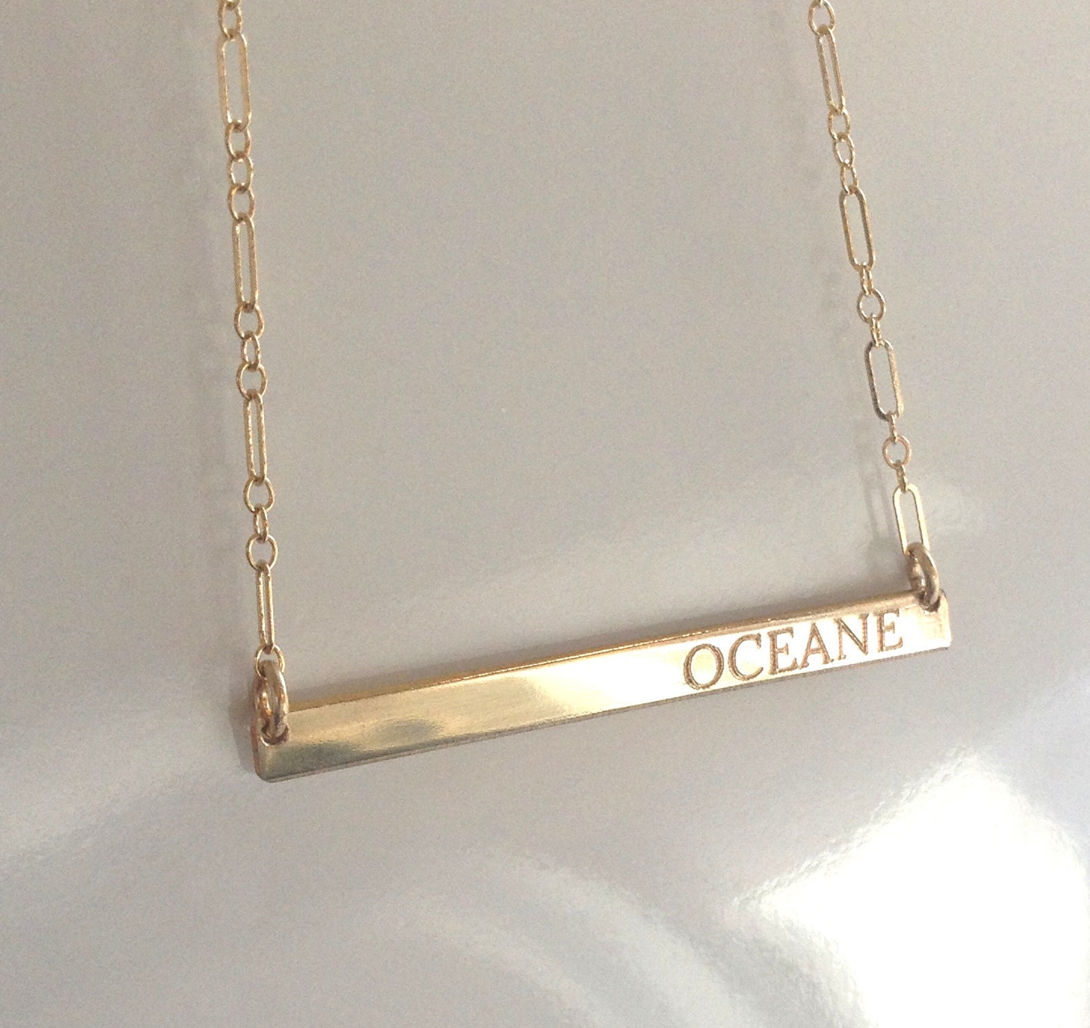 Gold Nameplate Necklace Personalized Gold Bar Necklace - Etsy
