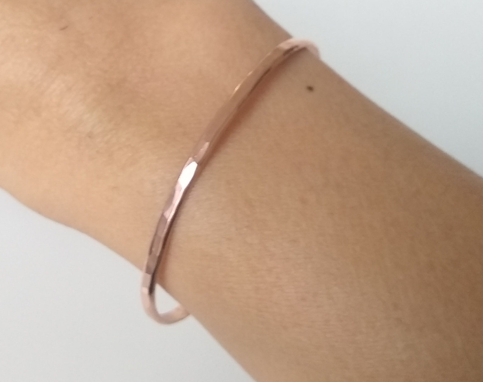 Hammered Rose Gold Cuff Bracelet Thin Rose Gold Cuff | Etsy