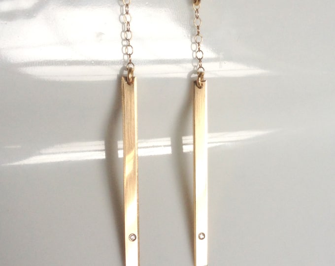 Silver Bar Earrings, Simple Minimalist Earrings, Long Bar Earrings ...