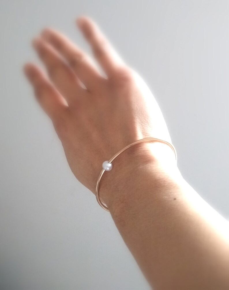 Floating Pearl Cuff Bracelet Pearl Bangle Gold Pearl - Etsy
