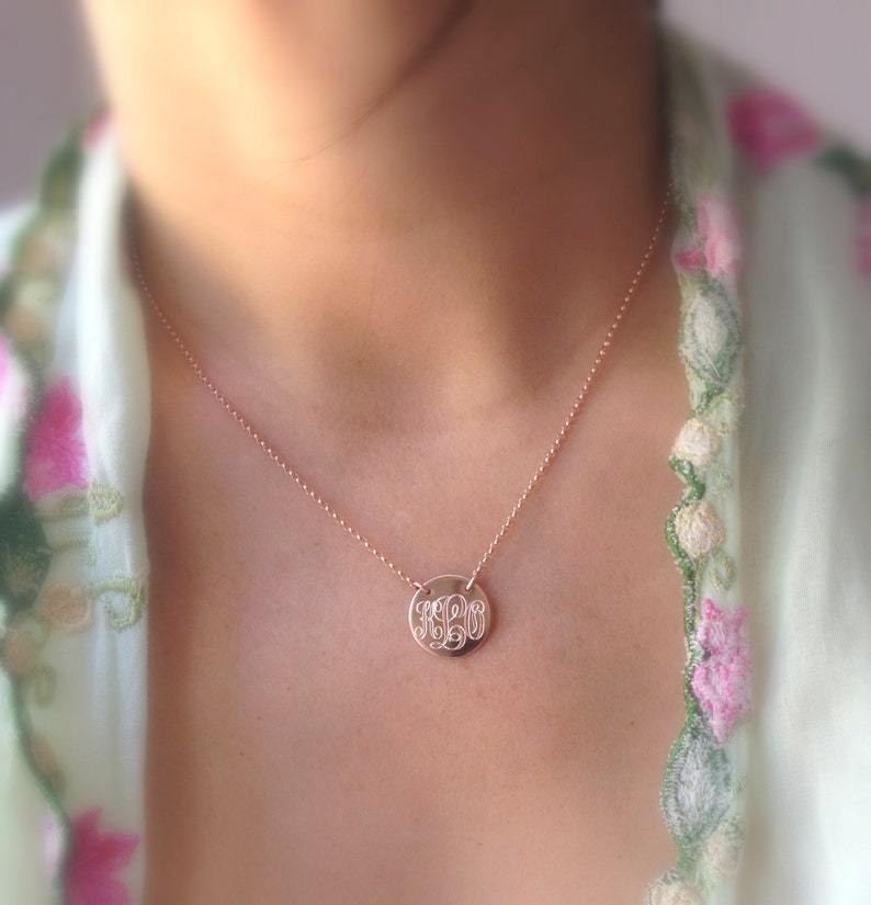Rose Gold Monogram Necklace Initial Necklace Personalized - Etsy