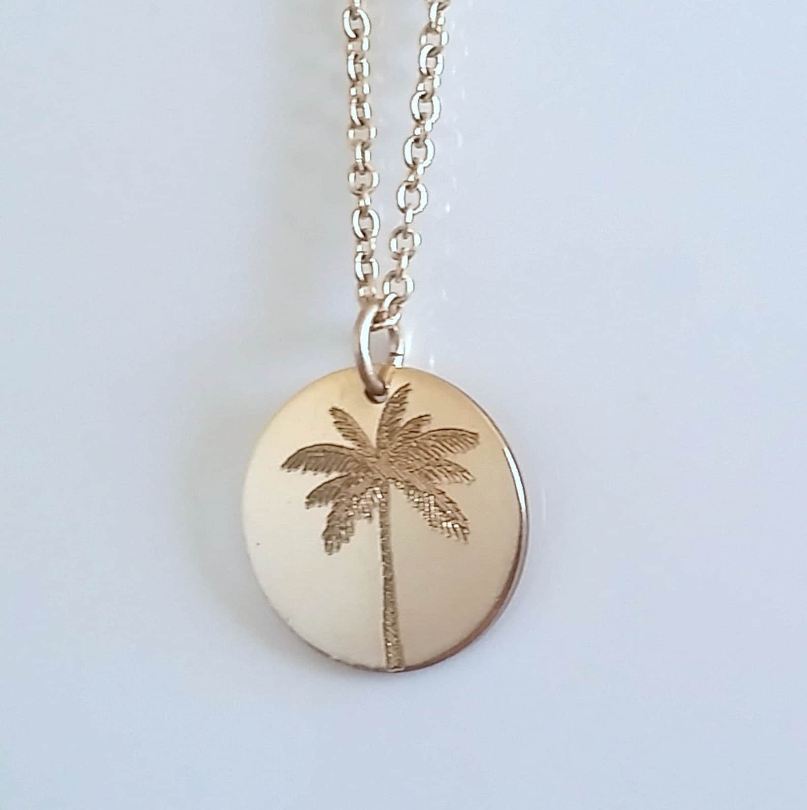Palm Tree Necklace Gold Palm Tree Pendant Sterling Silver - Etsy