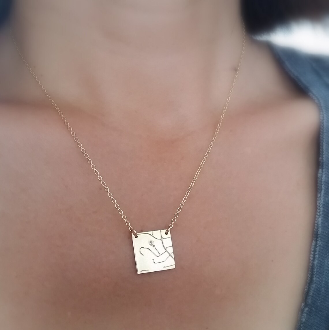 Custom Map Necklace: Personalized GPS Location Jewelry, Hidden Message ...