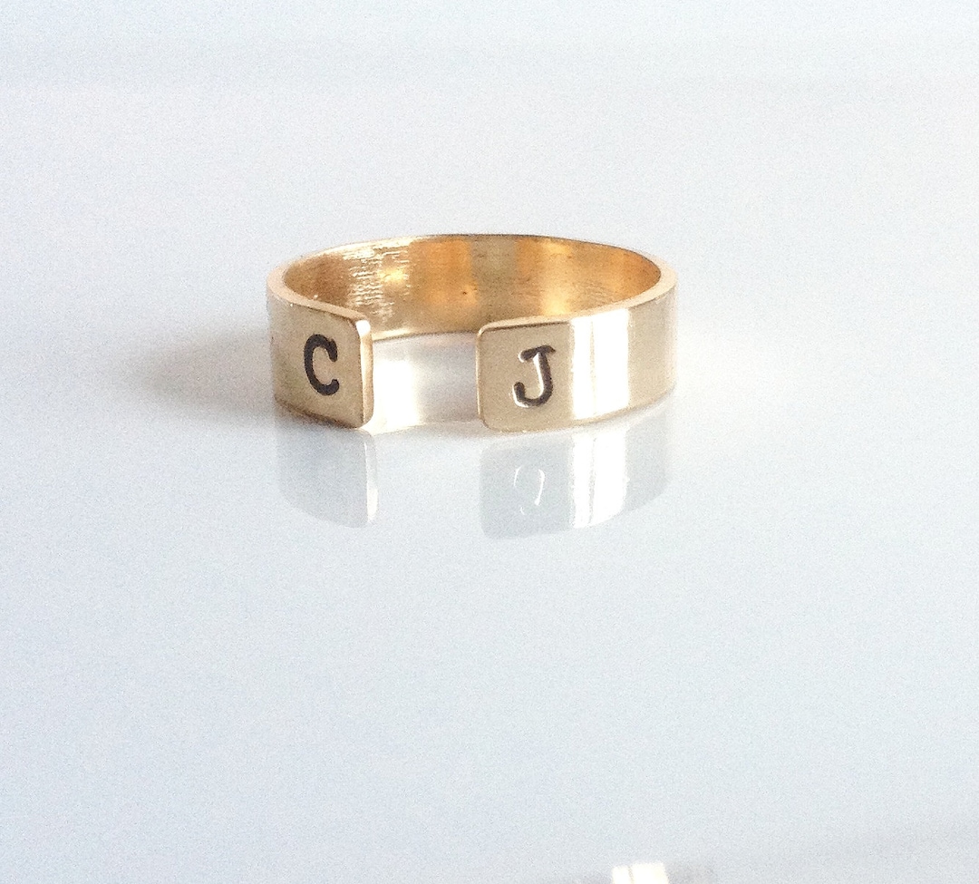 Initial Ring - Personalized Gold Ring - Couples Ring - Relationship ...