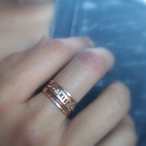 Gold Stacking Ring Set Nameplate Ring Set Name and Birthstone Ring Set ...