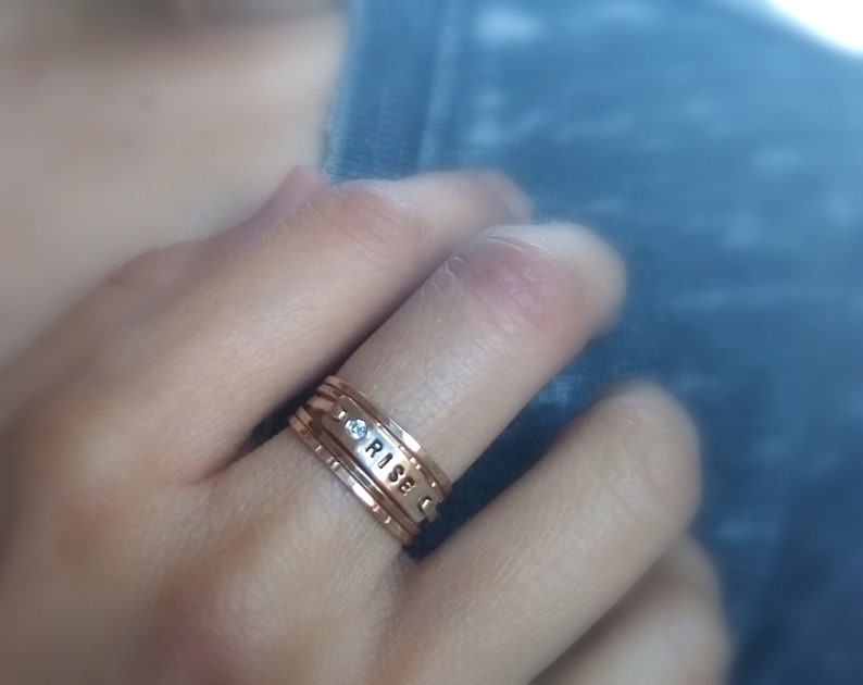 Gold Stacking Ring Set Nameplate Ring Set Name and - Etsy