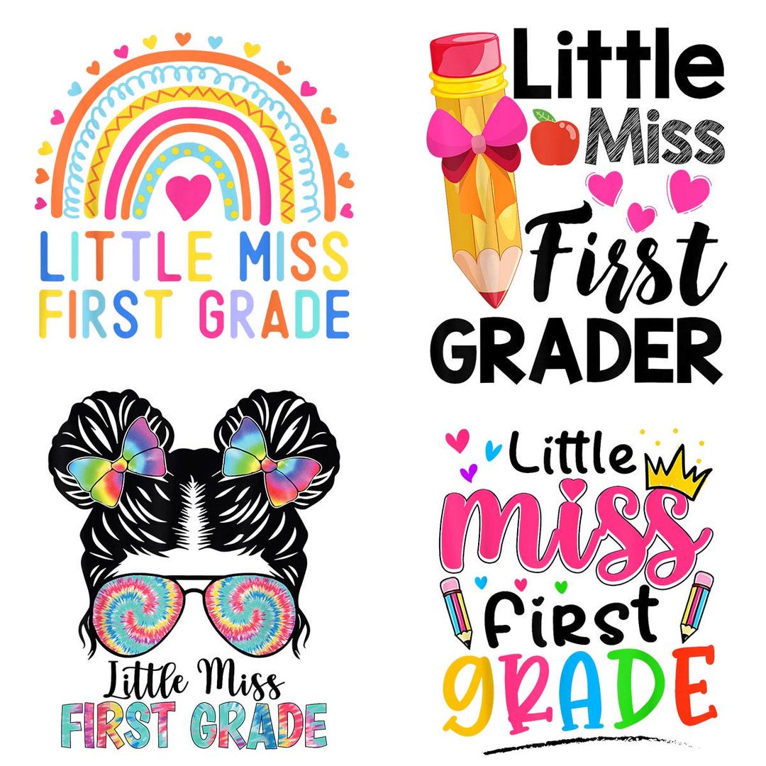 4 File Little Miss First Grade Back to School 1st Grade Girls Kids Png ...