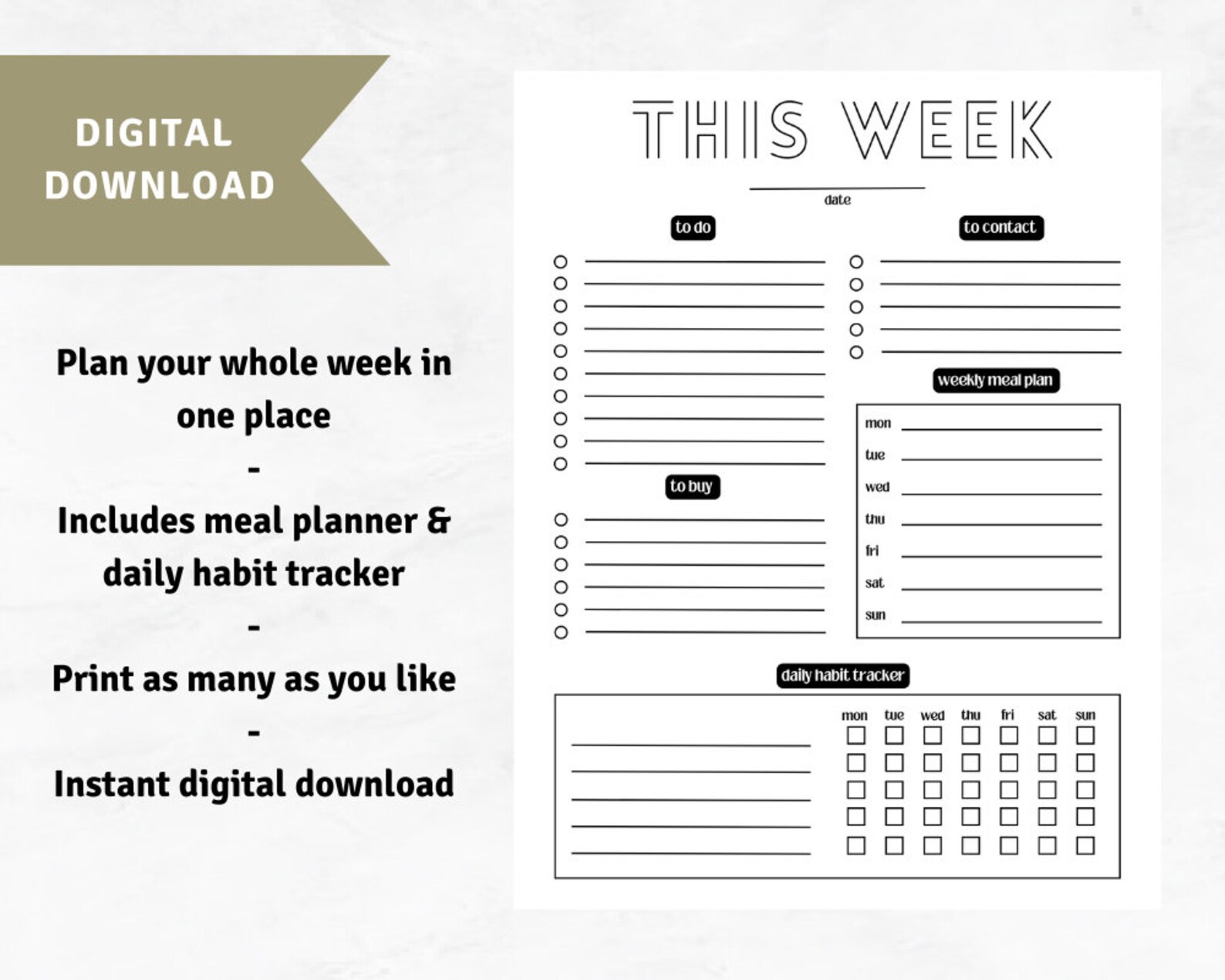 Printable Weekly Planner, Ultimate Weekly Planner, Weekly Planner for ...