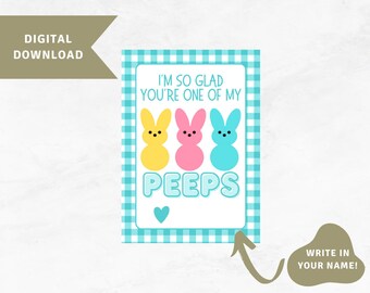 I'm so Glad You're One of My Peeps Gift Tag, Easter Gift Tag, Peep Gift ...