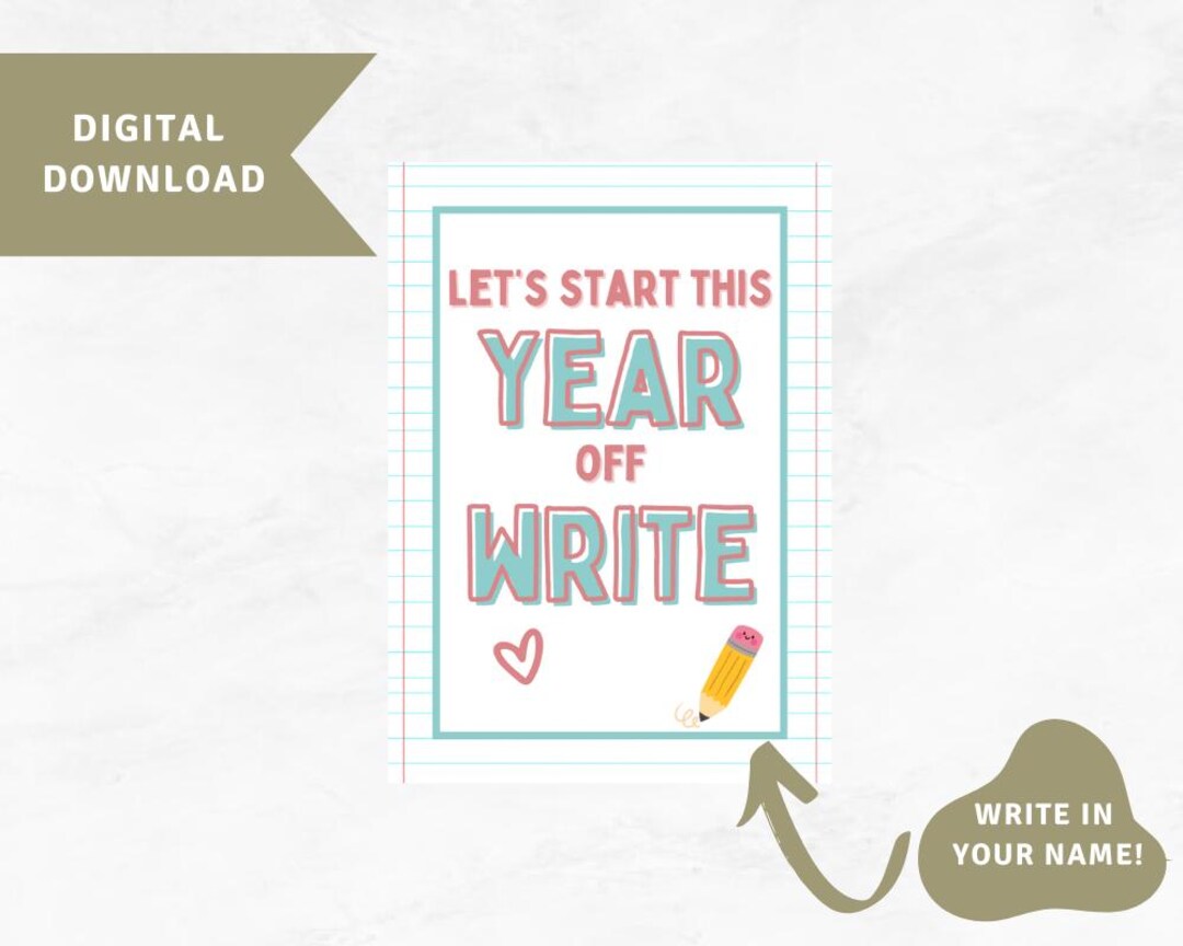 Let's Start This Year off Write Gift Tag, Teacher Gift Tag, Pencil Gift ...