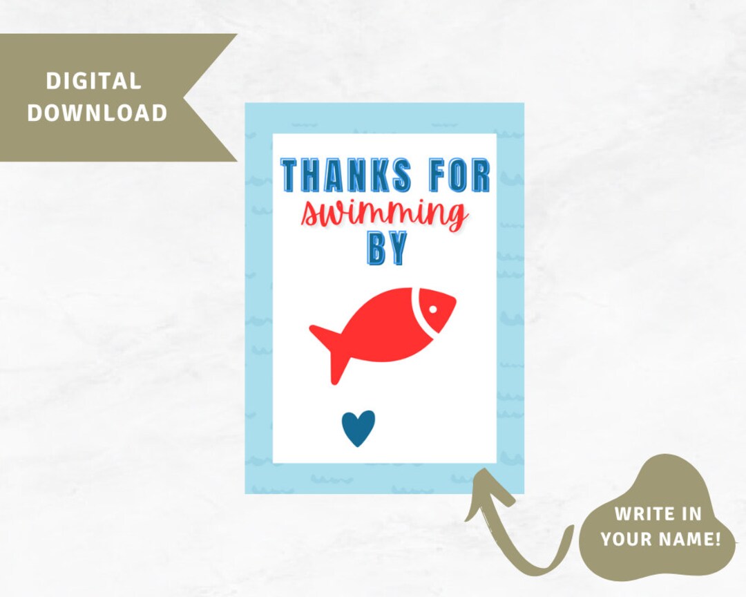 Thanks for Swimming by Party Favor Tag, Ocean Party, Under the Sea ...