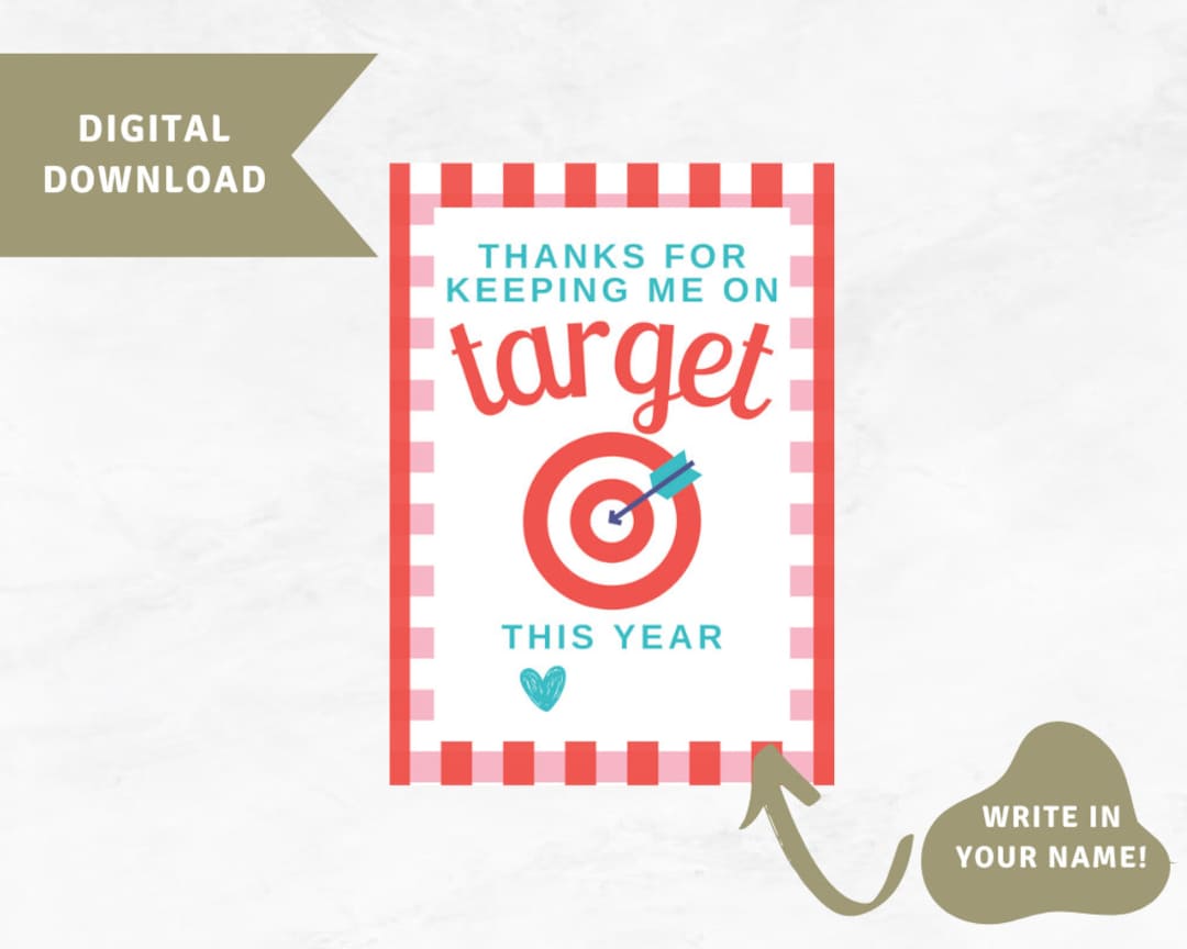 Thanks for Keeping Me on Target Gift Tag, Teacher Appreciation Gift Tag ...