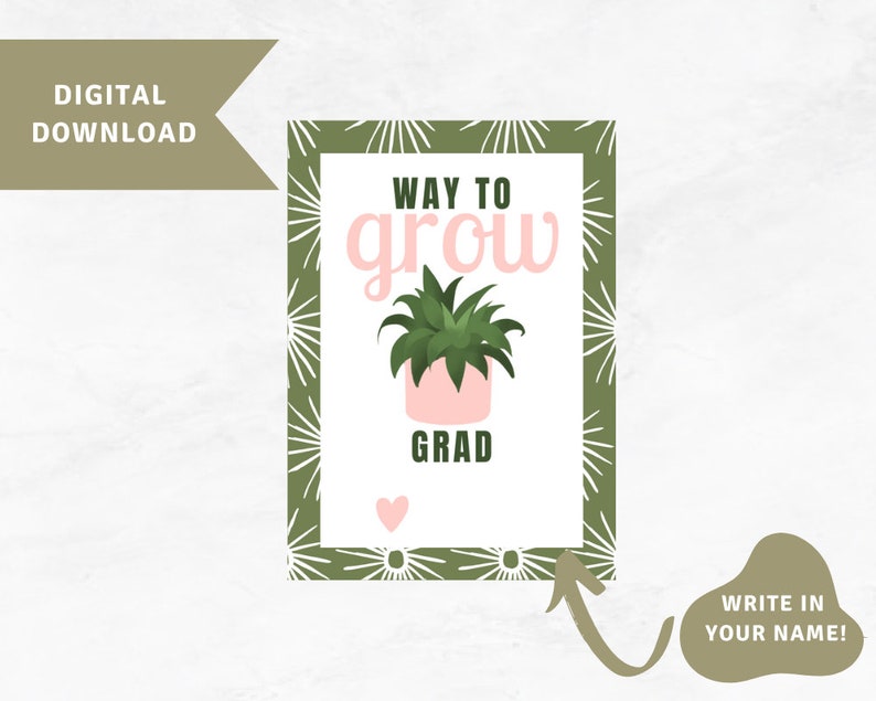 Way to Grow Grad Gift Tag, Graduation Gift Tag, Graduation Gift - Etsy