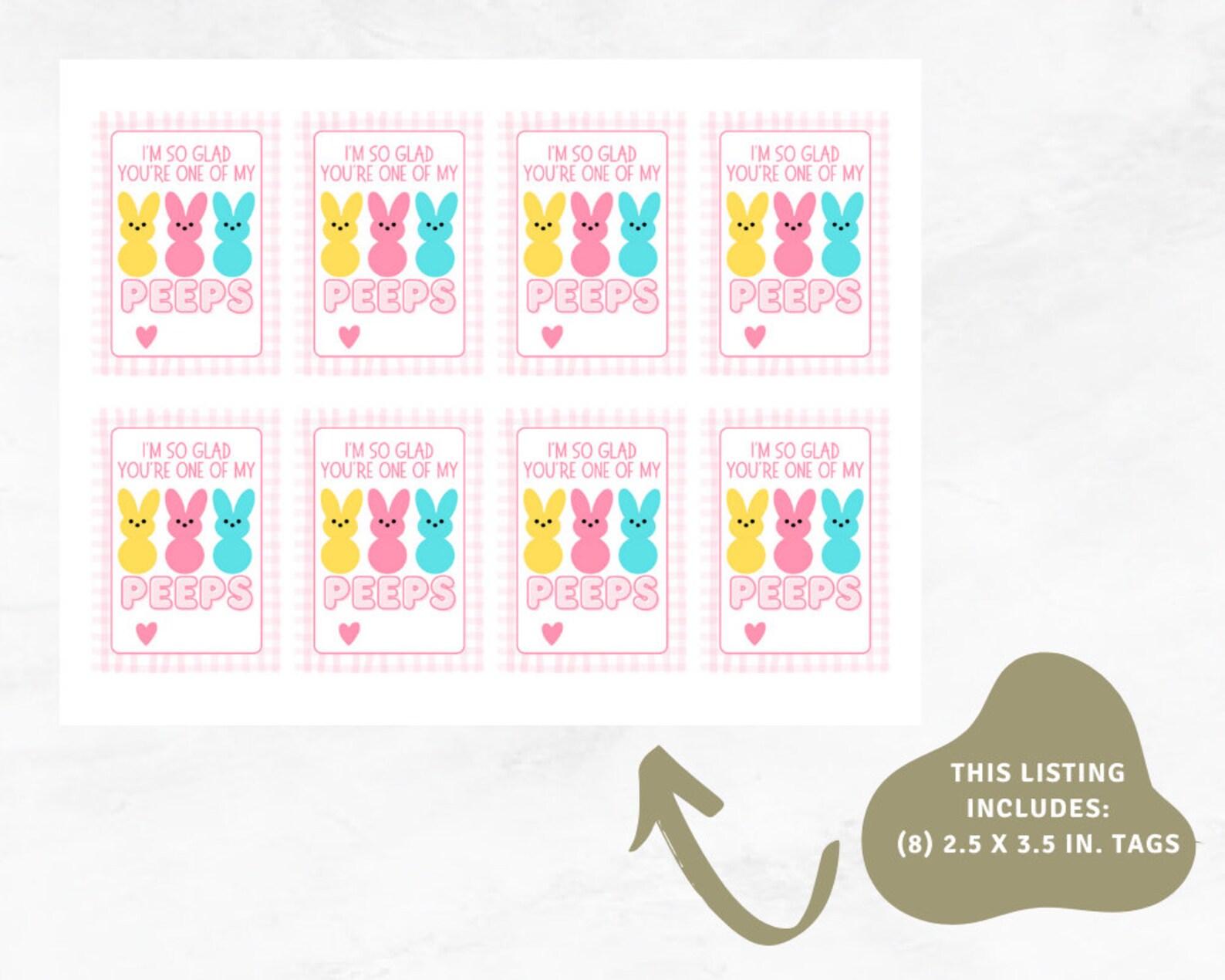 I'm so Glad You're One of My Peeps Gift Tag, Easter Gift Tag, Peep Gift ...