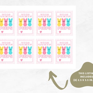 I'm so Glad You're One of My Peeps Gift Tag, Easter Gift Tag, Peep Gift ...