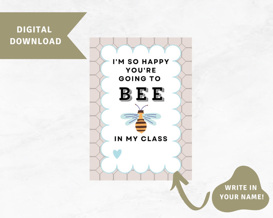 I'm so Happy You're Going to Bee in My Class Gift Tag, Back to School ...