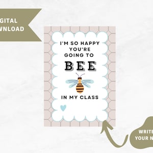 I'm so Happy You're Going to Bee in My Class Gift Tag, Back to School ...