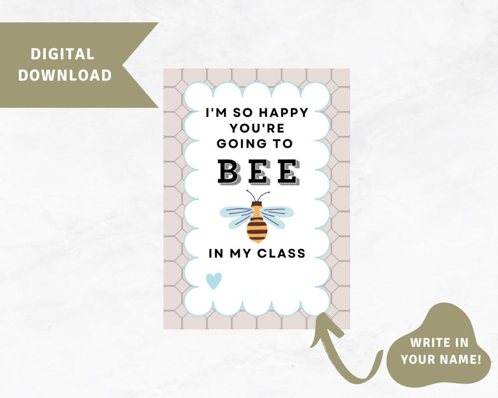 I'm so Happy You're Going to Bee in My Class Gift Tag, Back to School ...
