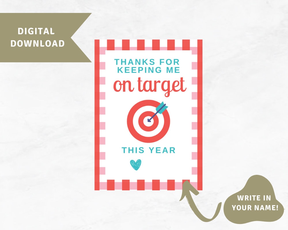 Thanks for Keeping Me on Target Gift Tag, Teacher Appreciation Gift Tag ...