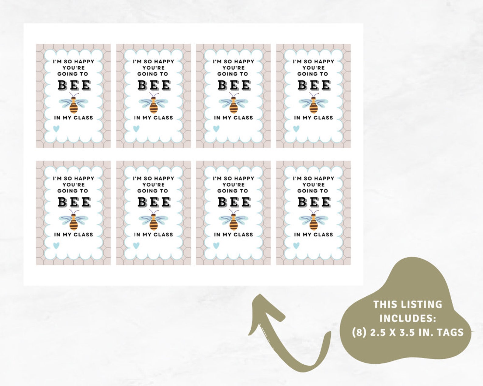 I'm so Happy You're Going to Bee in My Class Gift Tag, Back to School ...
