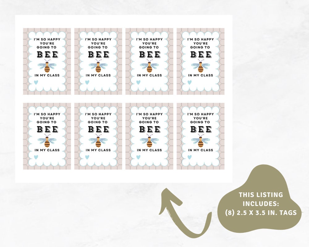 I'm so Happy You're Going to Bee in My Class Gift Tag, Back to School ...
