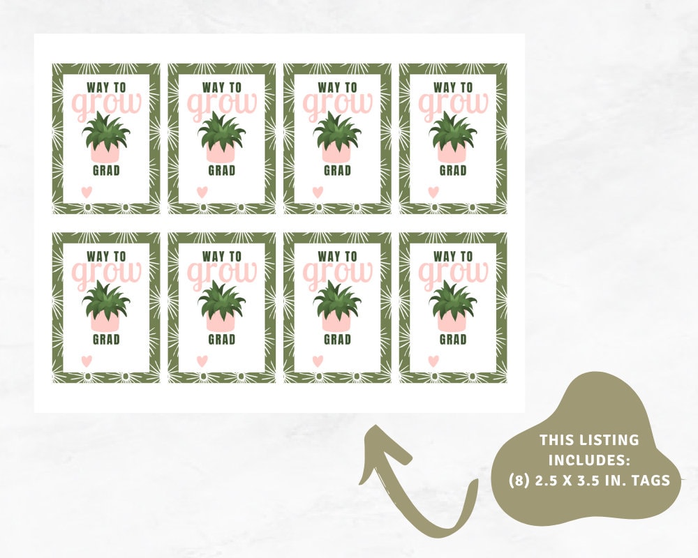Way to Grow Grad Gift Tag, Graduation Gift Tag, Graduation Gift - Etsy