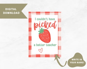 Couldn't Have Picked a Better Teacher Gift Tag, Teacher Appreciation ...